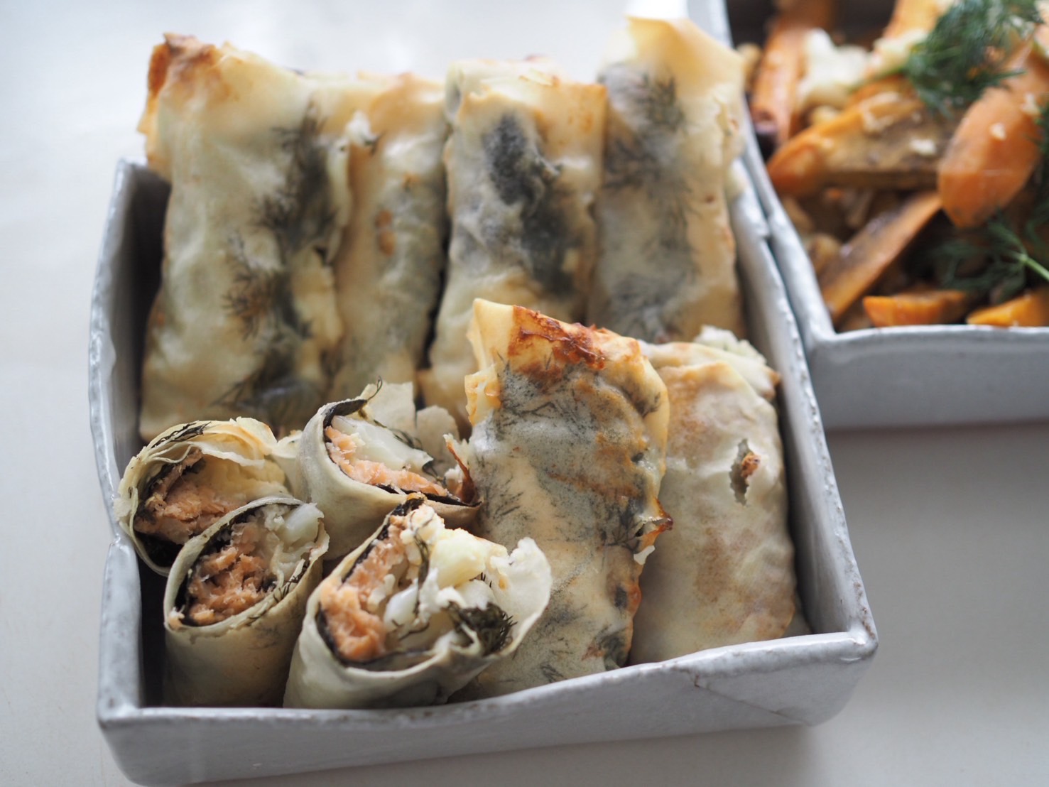 Healthy Fusion! Oven Baked Spring Rolls featuring Feta フェタチーズで、ヘルシー焼き ...